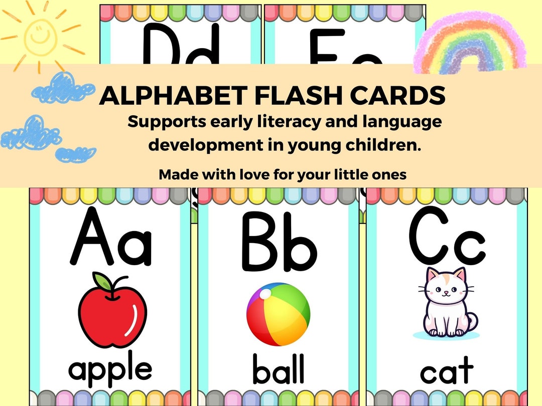 Alphabet Flashcards Printable, ABC Cards for Kids, Alphabet Learning ...