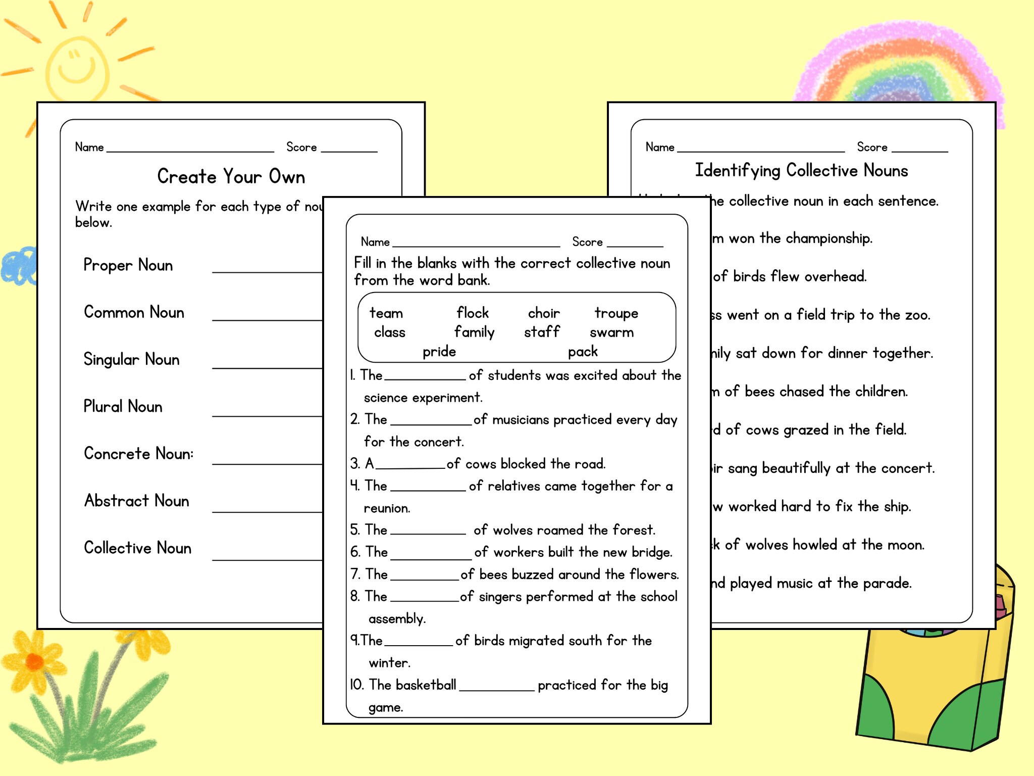 Parts of Speech Grammar Worksheets, Kids Grammar Activities, English ...