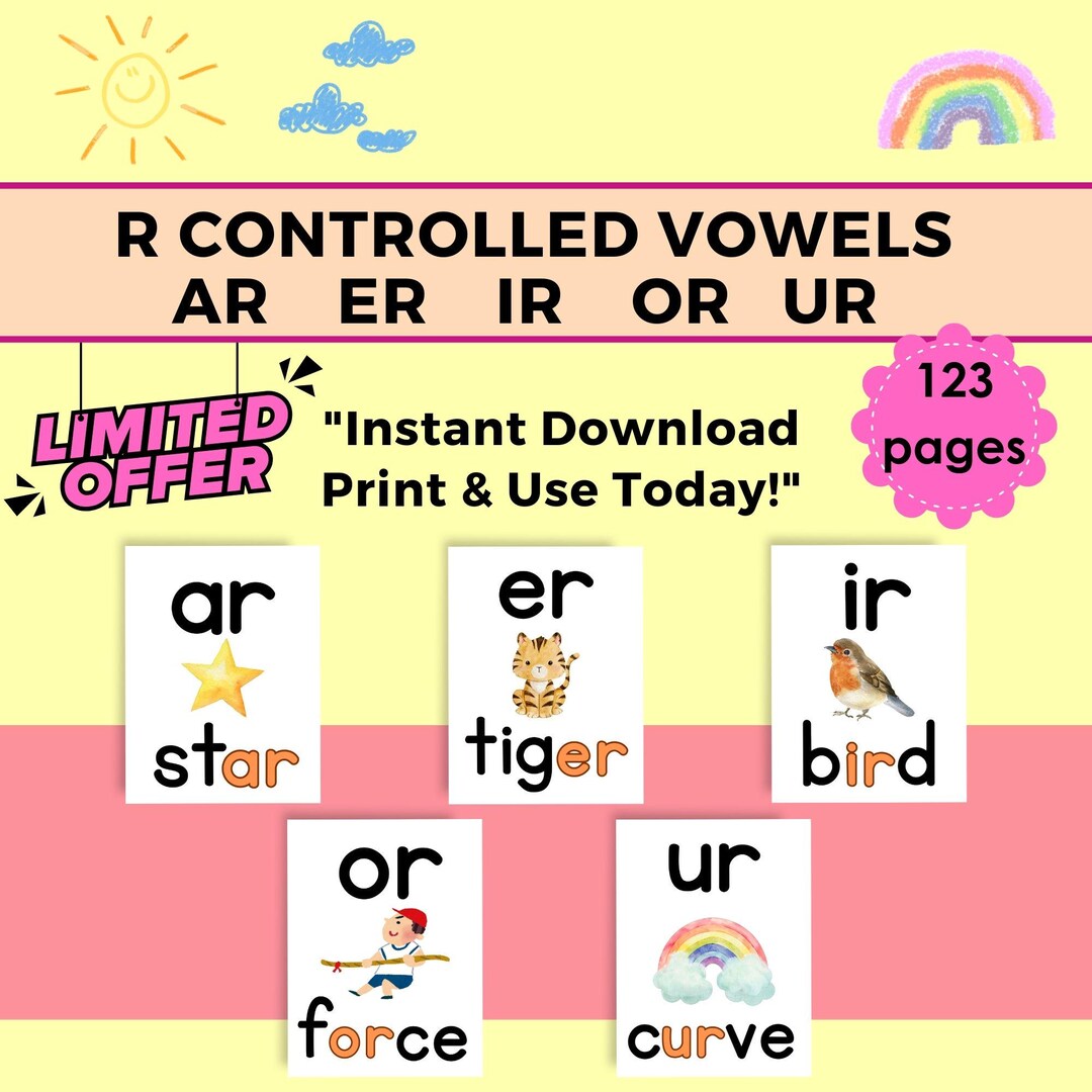 R-controlled Vowel Phonics Flashcards | Bossy R Flashcards | Ar Er Ir ...
