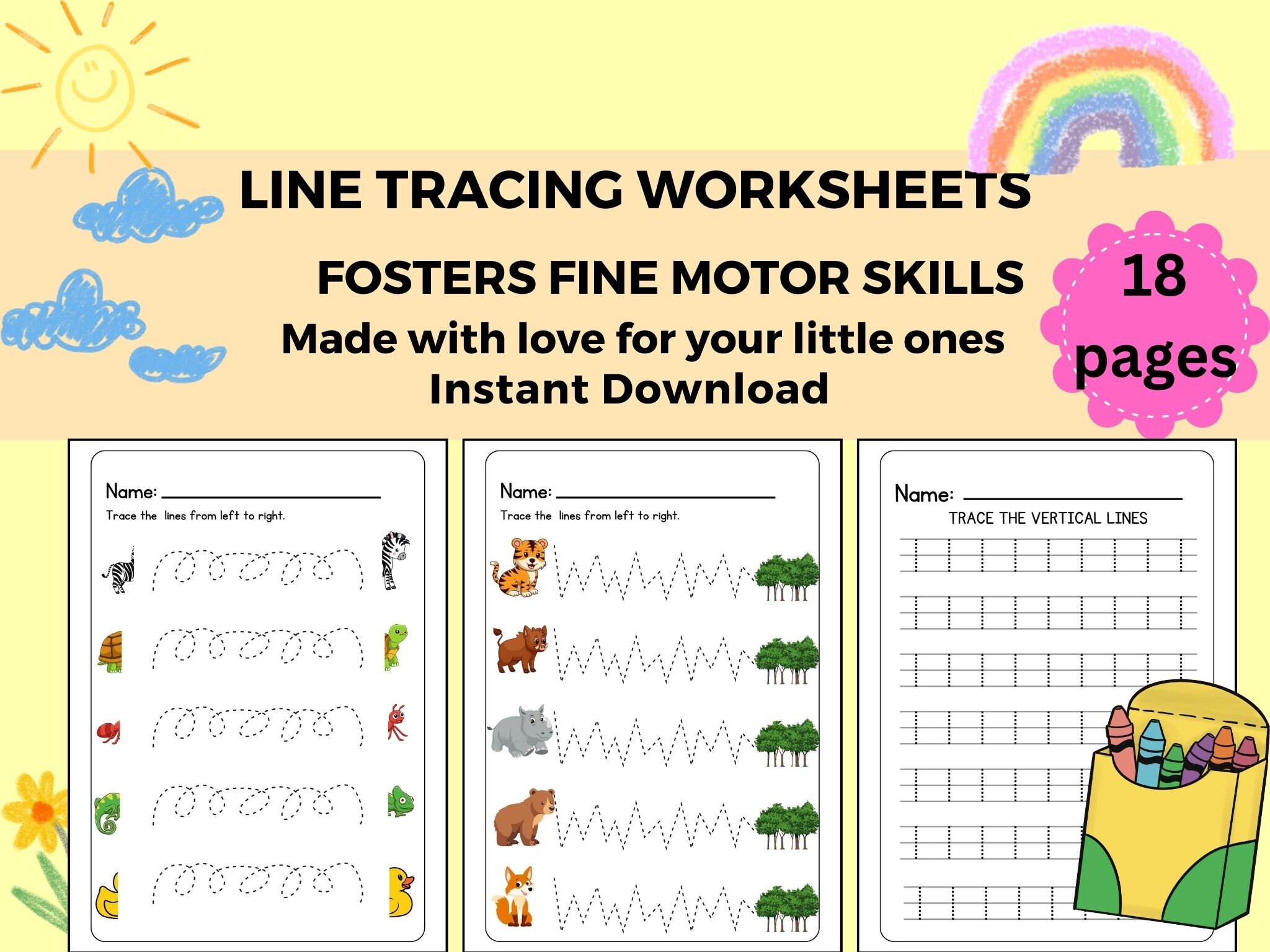 Printable Toddler Worksheets | Early Learning, Line Tracing, Pre ...