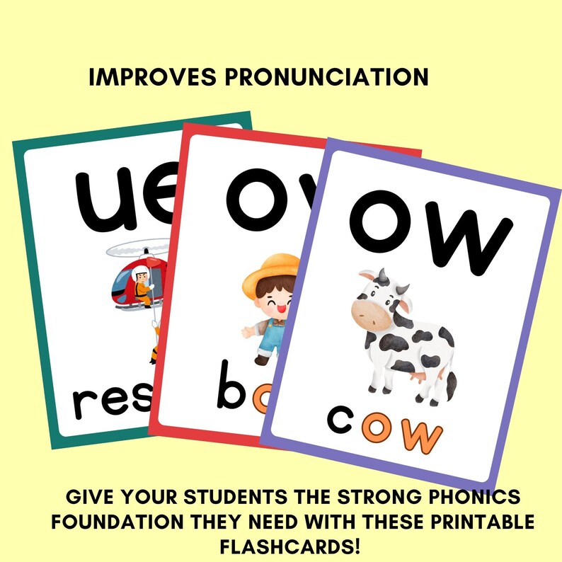 Diphthongs Flashcards | Vowel Teams and Long Vowel Cards | Phonics ...