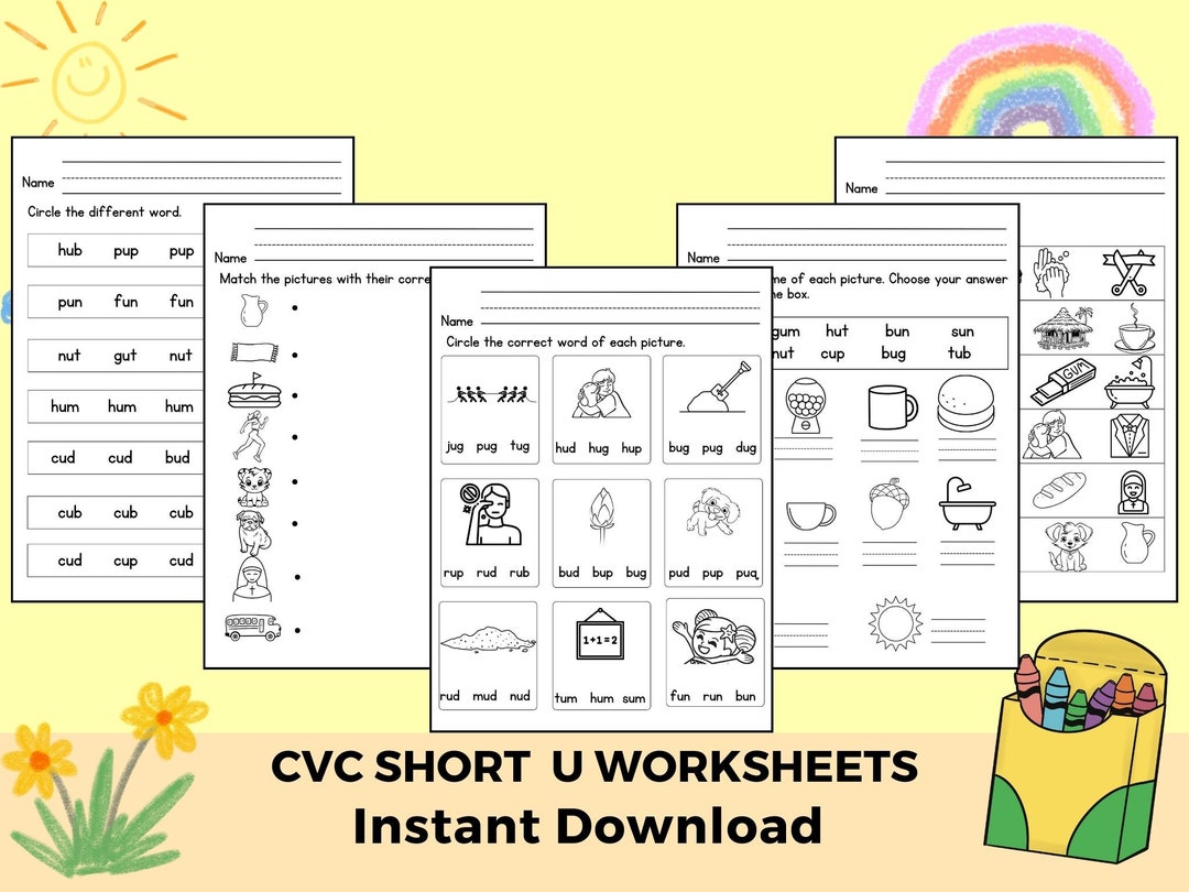 CVC Words Short U Worksheets, Cvc Words Worksheets, Kindergarten ...