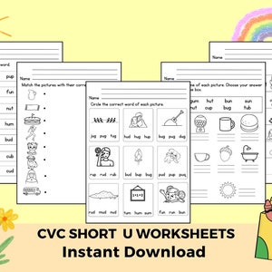 CVC Words Short U Worksheets, Cvc Words Worksheets, Kindergarten ...