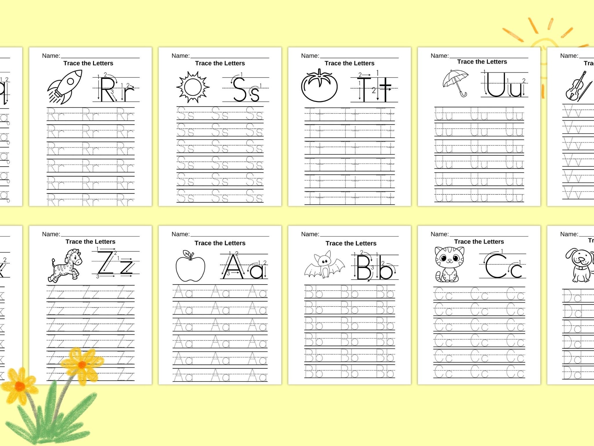 Alphabet Tracing Worksheets Upper and Lower Case Letters, Fine Motor ...