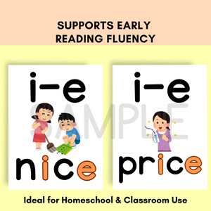 Cvce Long Vowel Flashcards and Silent E and Magic E Phonics, Bossy E ...