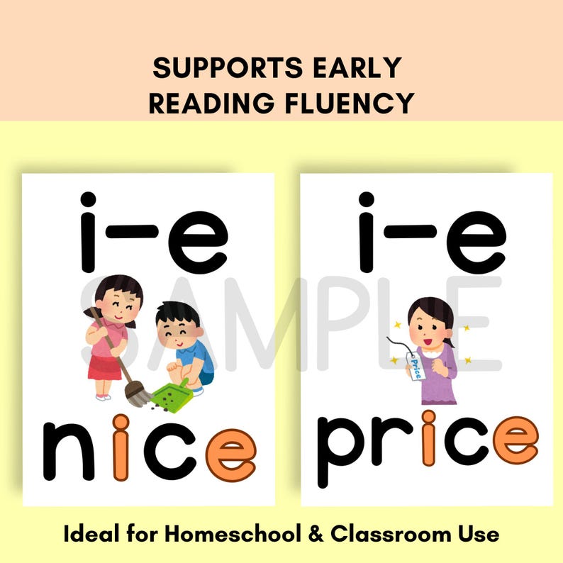 Cvce Long Vowel Flashcards and Silent E and Magic E Phonics, Bossy E ...