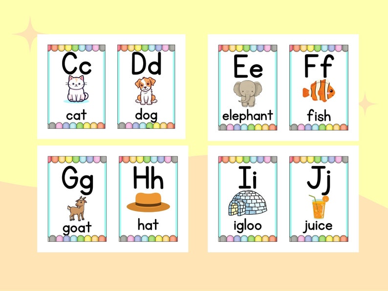 Alphabet Flashcards Printable, ABC Cards for Kids, Alphabet Learning ...