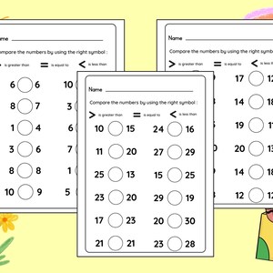 Comparing Numbers Worksheets - Greater Less Than, More or Less Practice ...