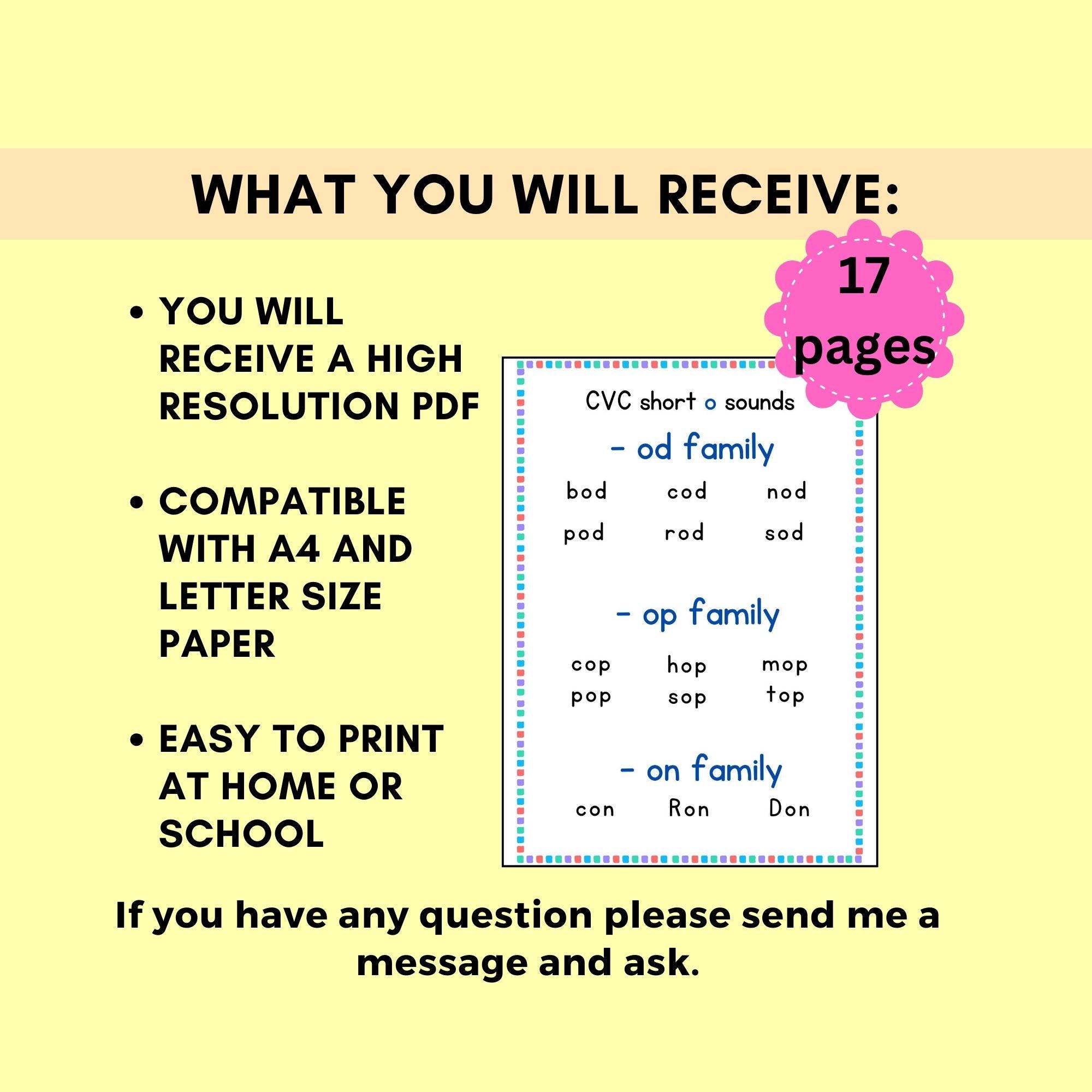 Learn to Read CVC Phonics Printable Book, Kindergarten Reading Fluency ...