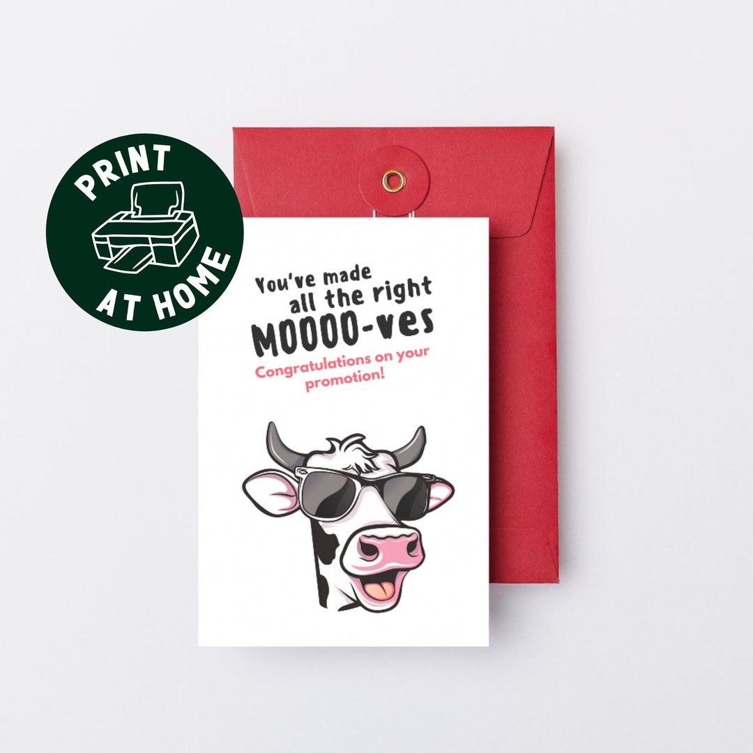 Funny Promotion Card Printable Greeting Card for Job Promotion Gift ...