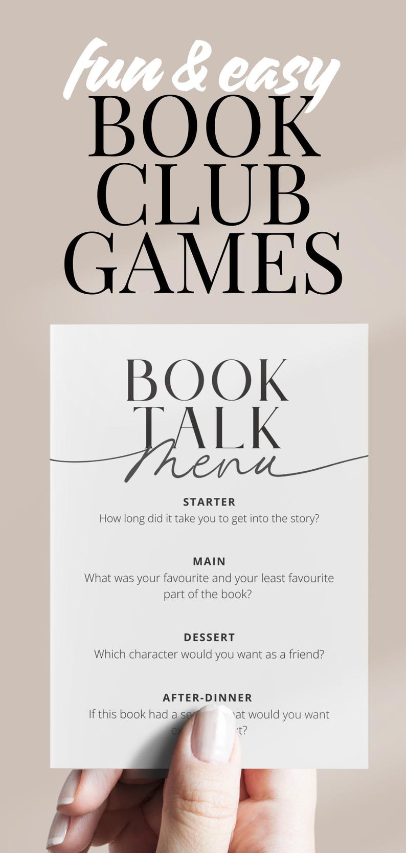 Printable Book Club Game for Book Party Icebreaker Question Book ...