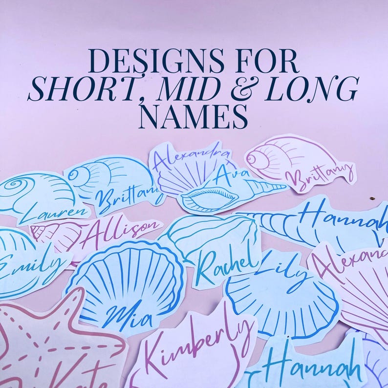 Printable Seashell Name Cards Coastal Bachelorette Place Card Seashell ...