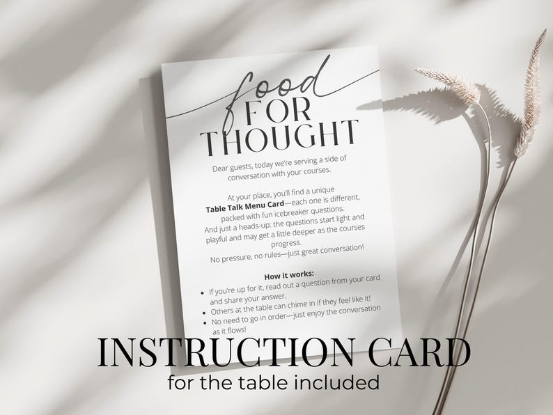 Dinner Party Conversation Card Printable Icebreaker Game for Adult ...