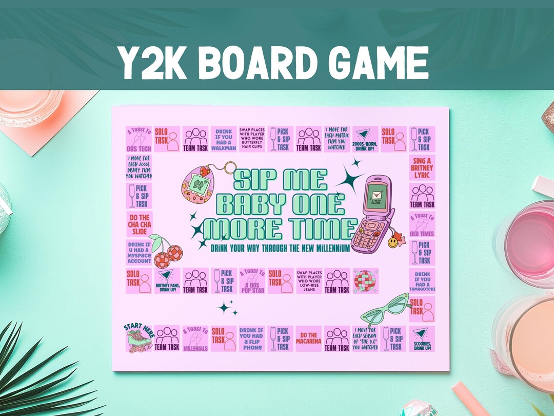Adult Drinking Board Game Y2K Themed Party Game Printable Popculture ...
