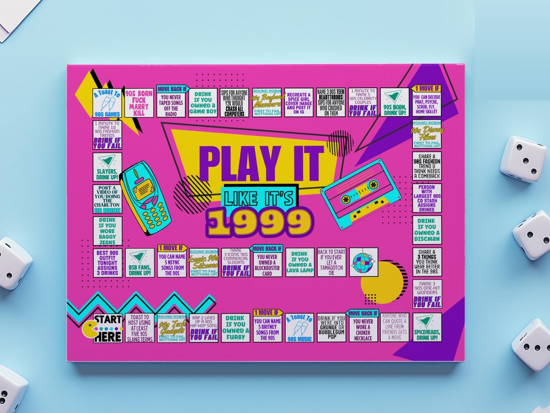 90s Party Drinking Game 90s Themed Birthday Celebration 90s Throwback ...