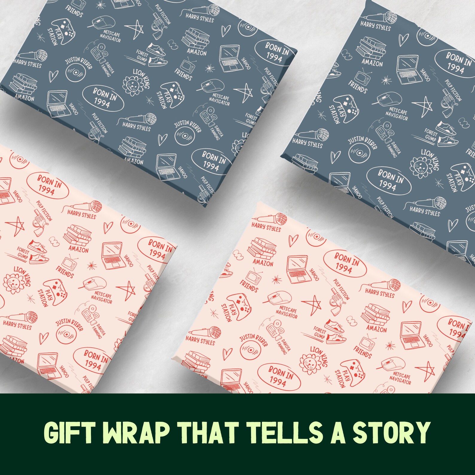 90s Throwback Gift Wrap for 30th Birthday Gift Wrap 90s Themed Gift ...