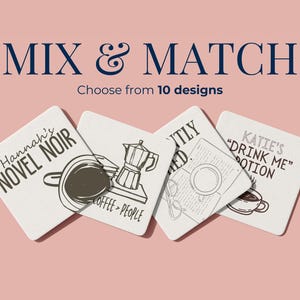 Custom Bookish Coaster Set for Book Lover Gift Personalized Book Club ...