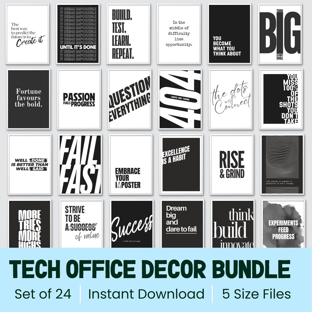 Tech Office Decor Bundle Motivational Print for Software Engineer Home ...