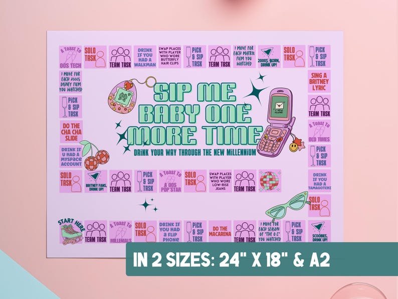 Adult Drinking Board Game Y2K Themed Party Game Printable Popculture ...