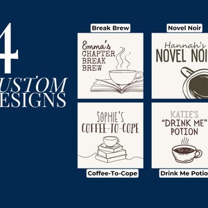 Custom Bookish Coaster Set for Book Lover Gift Personalized Book Club ...