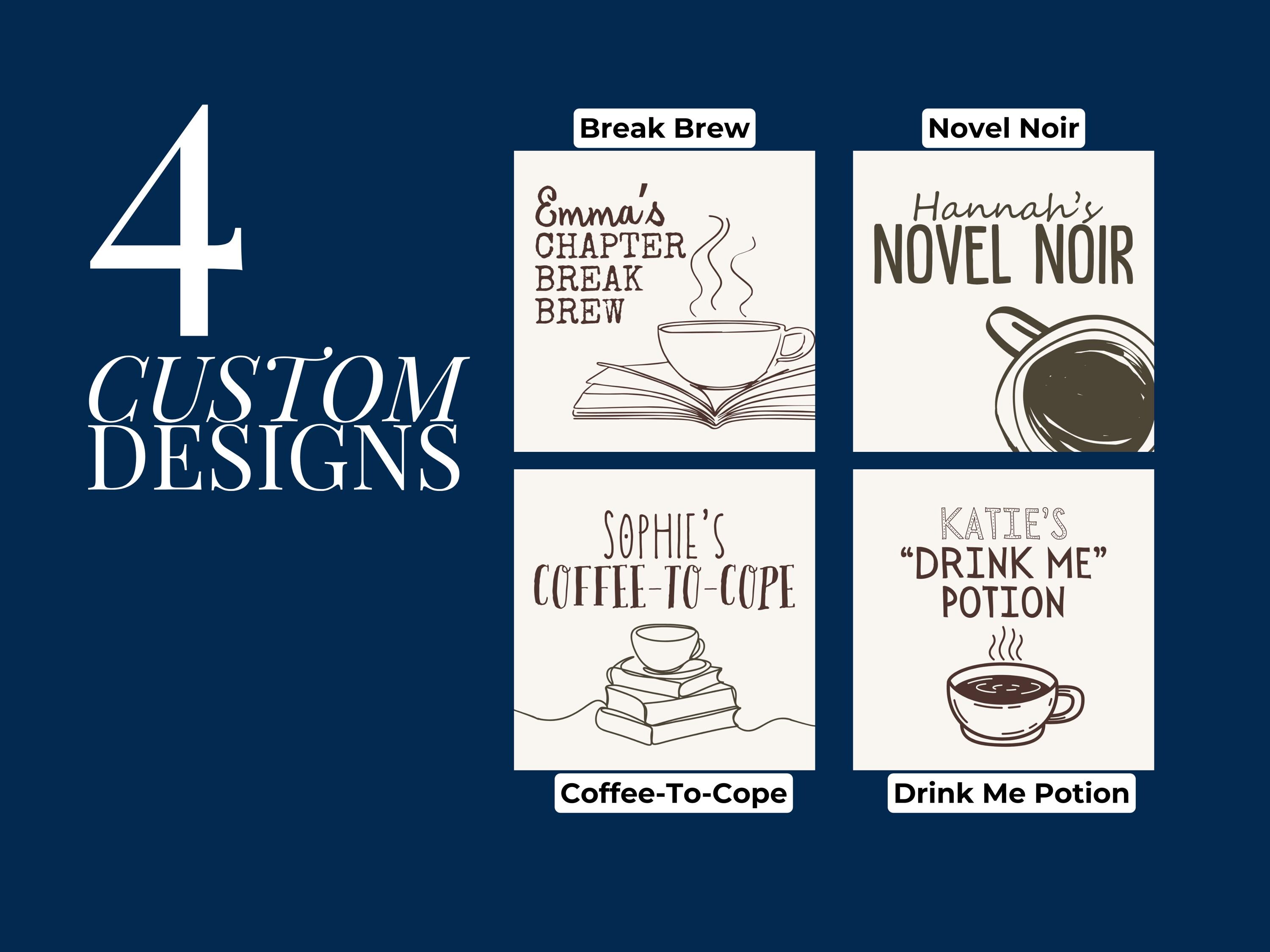 Custom Bookish Coaster Set for Book Lover Gift Personalized Book Club ...