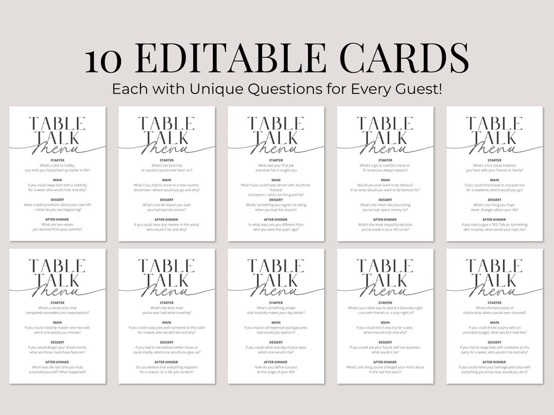 Dinner Party Conversation Card Printable Icebreaker Game for Adult ...