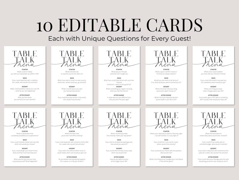 Dinner Party Conversation Card Printable Icebreaker Game for Adult ...