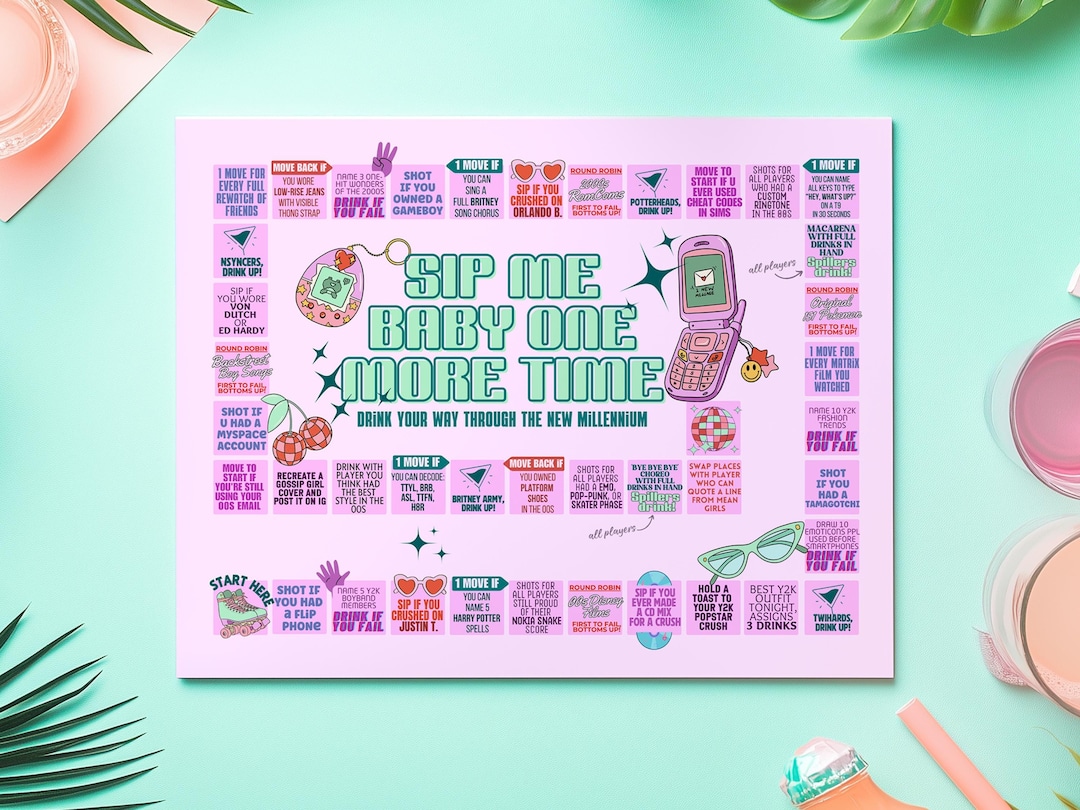 Y2K Party Drinking Game 2000s Themed Birthday Party Gift for Y2K ...