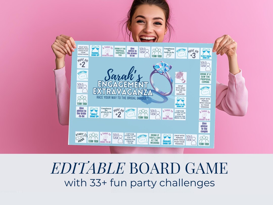 Downloadable Engagement Party Game for Proposal Celebration Board Game ...