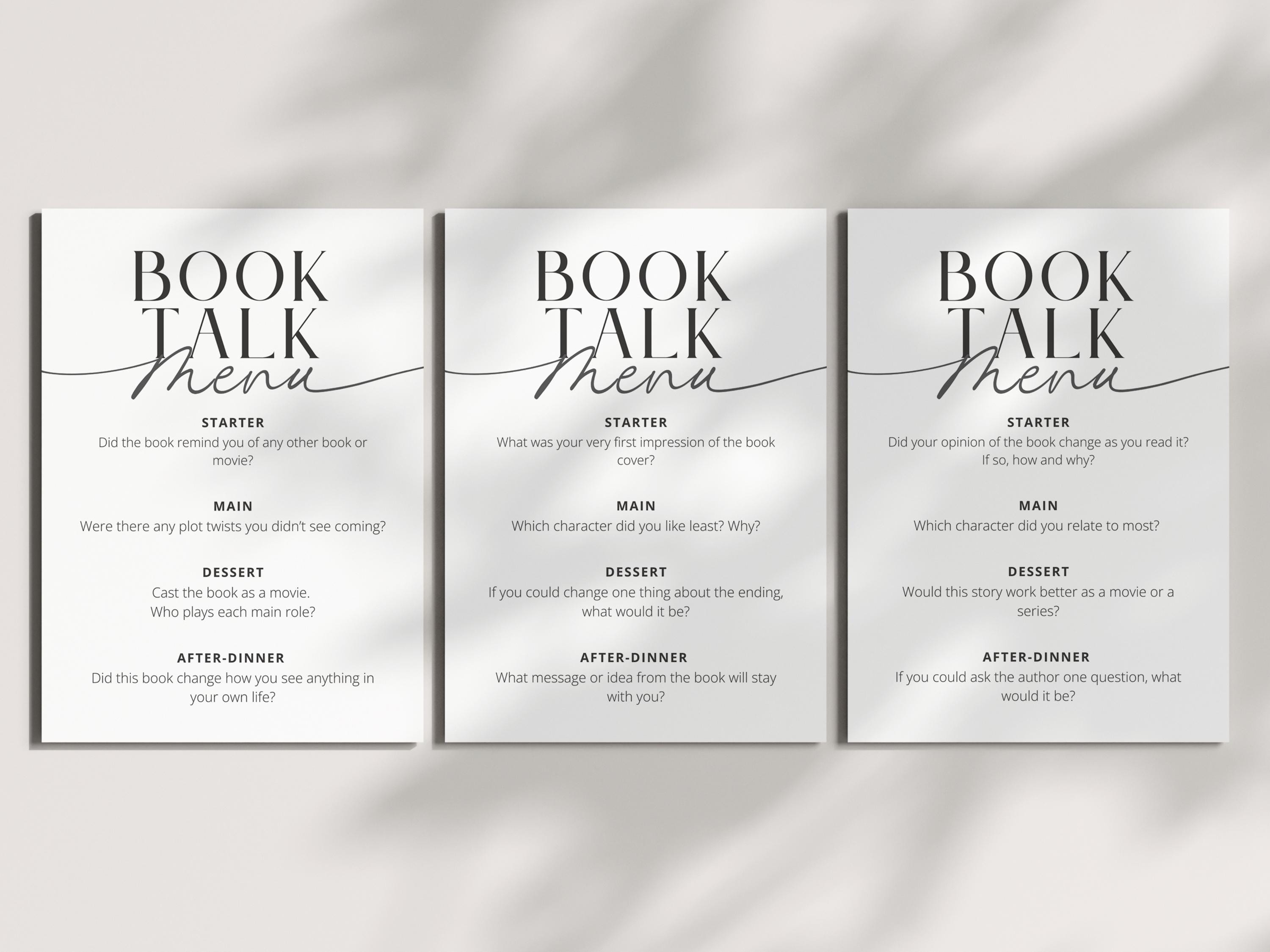 Printable Book Club Game for Book Party Icebreaker Question Book ...