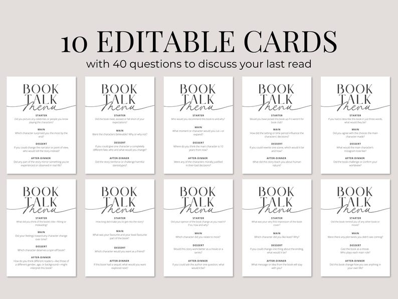 Printable Book Club Game for Book Party Icebreaker Question Book ...