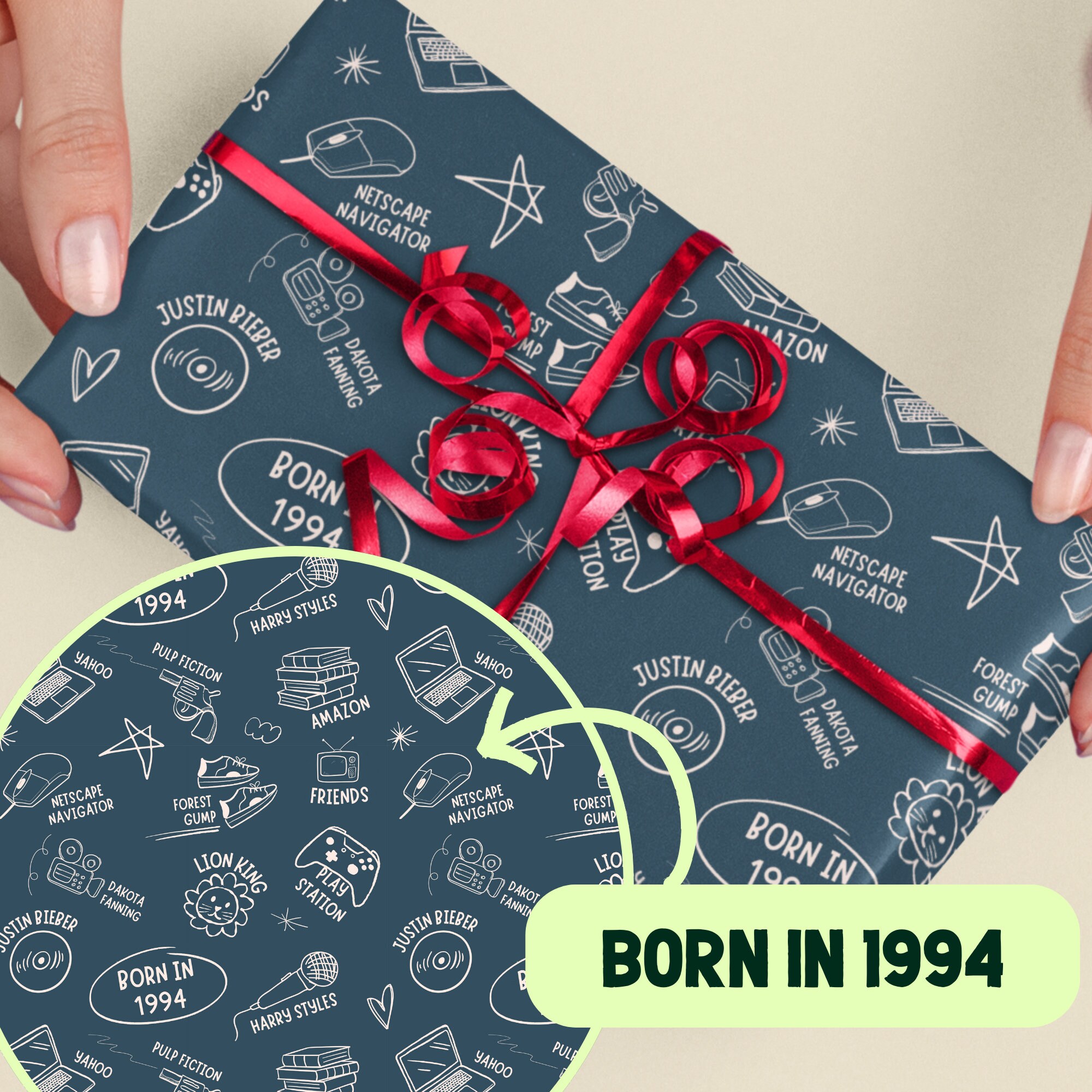 90s Throwback Gift Wrap for 30th Birthday Gift Wrap 90s Themed Gift ...