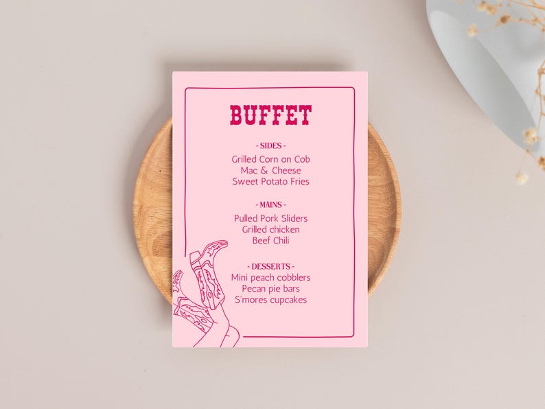Cowgirl Party Drink Menu Hoedown Party Food Menu Cowgirl Party Buffet ...