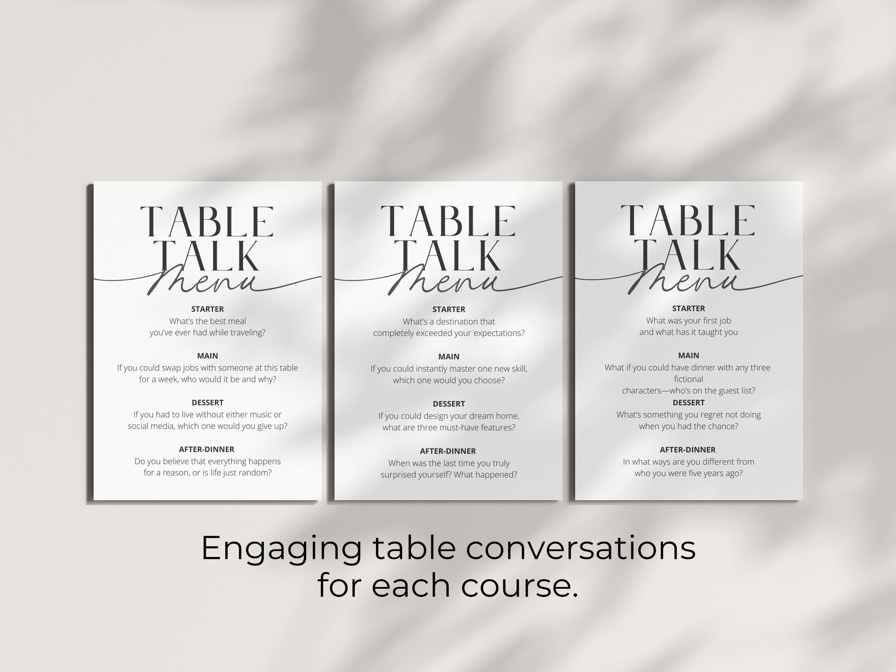 Dinner Party Conversation Card Printable Icebreaker Game for Adult ...