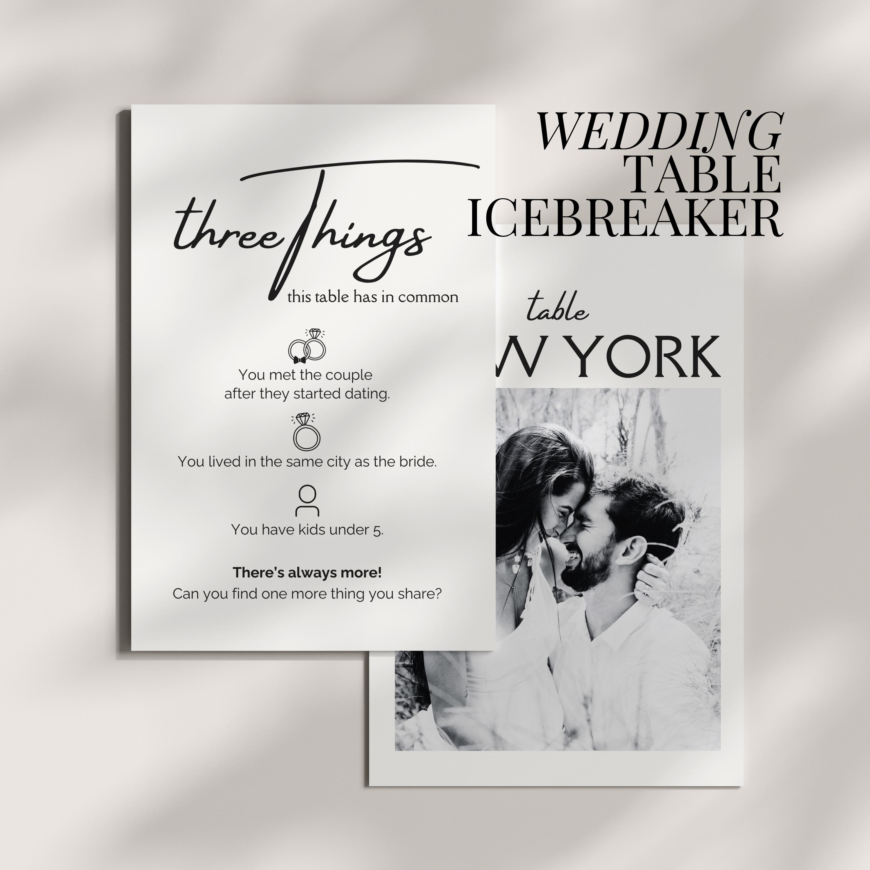 Custom Wedding Table Icebreaker Game Printable Conversation Starter for ...