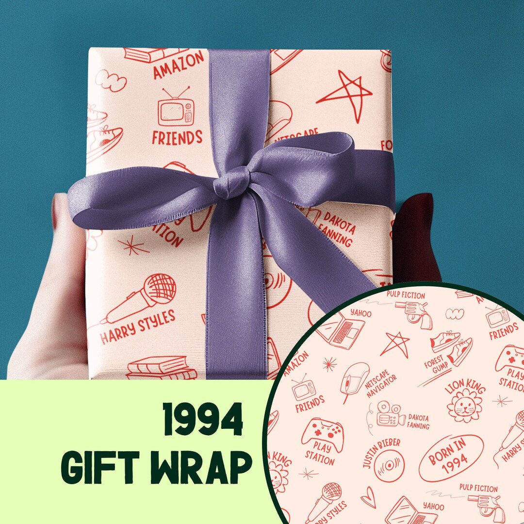 90s Throwback Gift Wrap for 30th Birthday Gift Wrap 90s Themed Gift ...