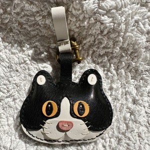 Leather Cat Charmkeychain, Leather Handbag and Purse Charm, Cat Keyring ...