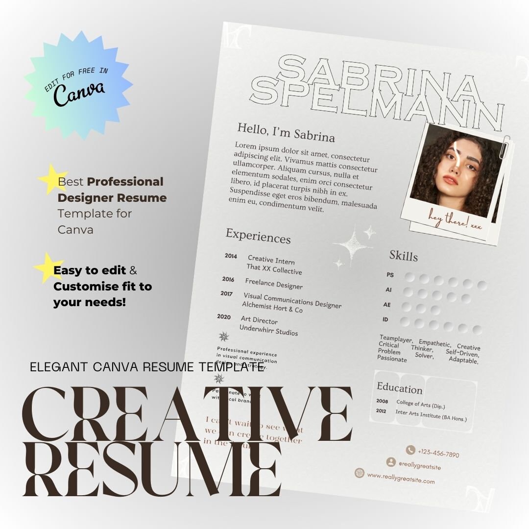 Canva Resume Template Elegant & Creative Designer Resume for ...