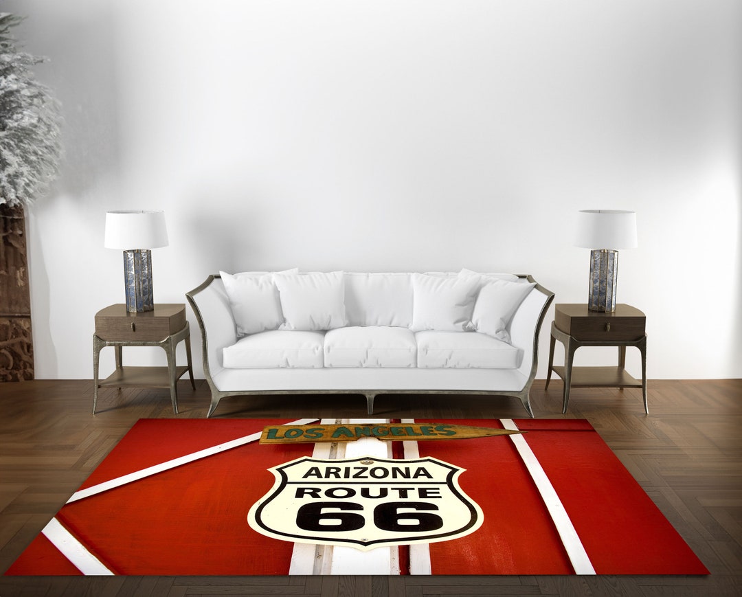 U.S. Route 66 Concept Rug, Los Angeles, Arizona, Vintage Design Rug ...