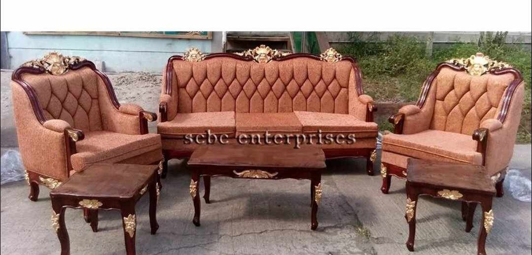 Louie Wooden Sala Set dark/gold Carvings - Etsy