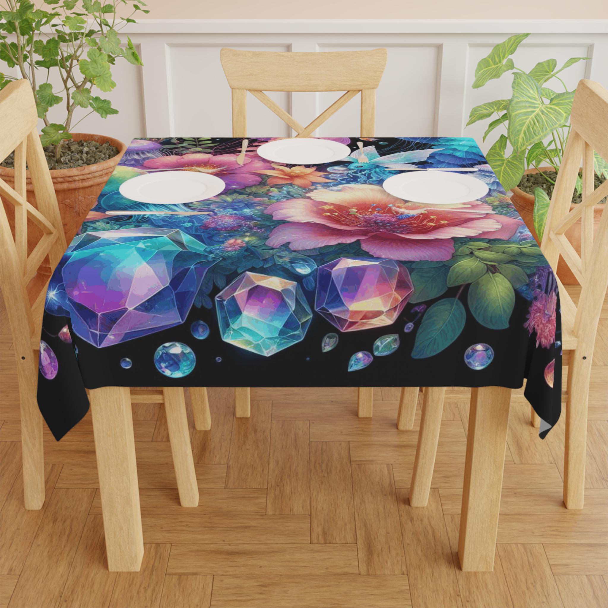 Tablecloth | Square Table | Gems of the Sea | Jellyfish | Gemstones - Etsy