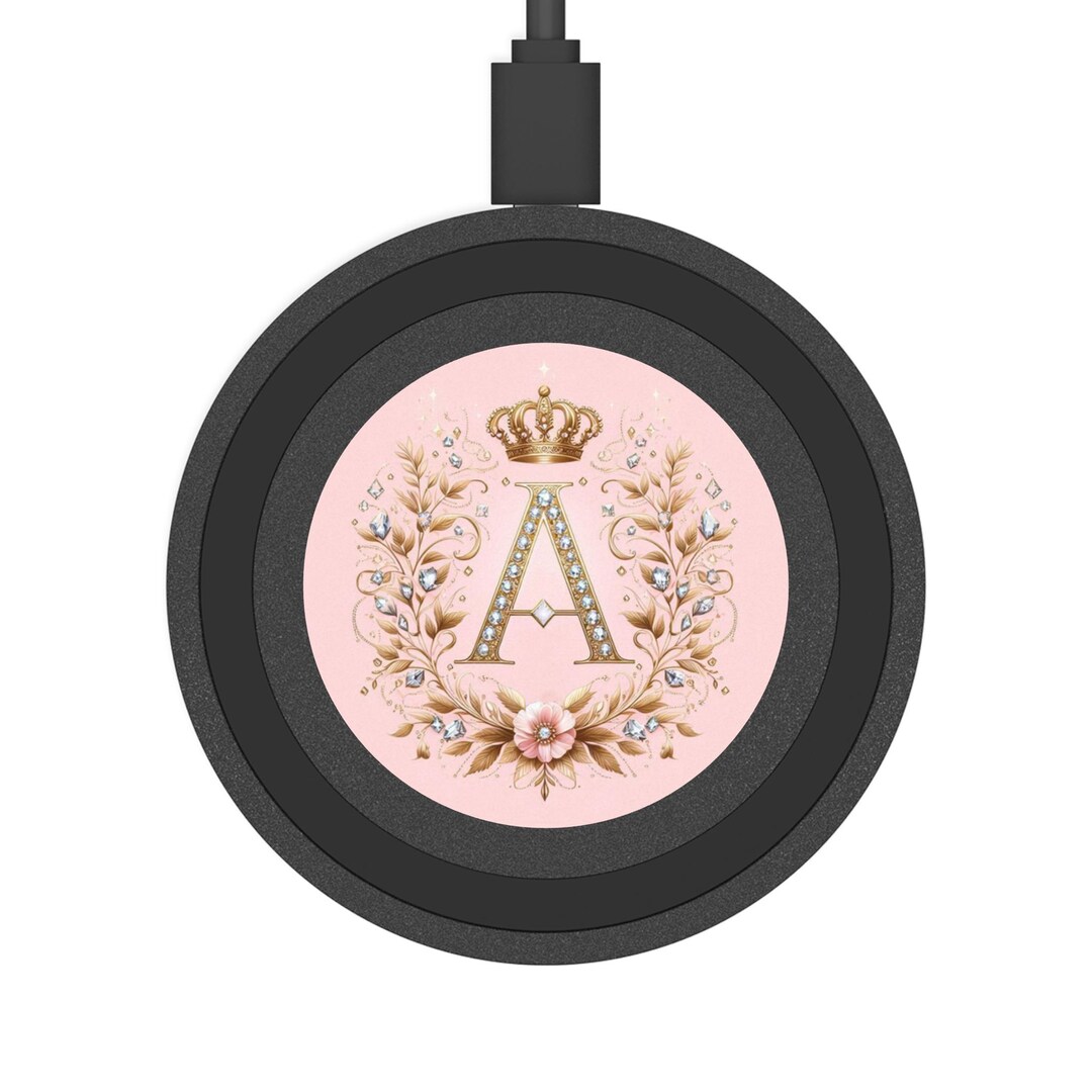 Wireless Charging Pad, Monogram Letter A Personalized Tech Accessory ...