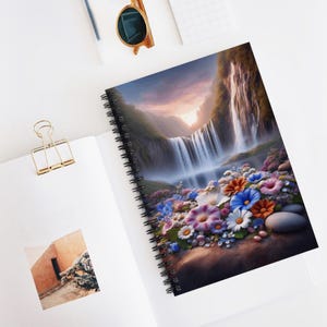 Spiral Notebook Gemstones and Morning Glory and Aster6 Flowers Ruled ...