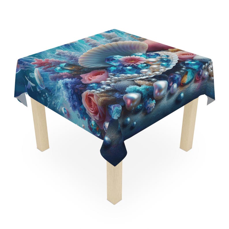 Tablecloth | Square Table | Gems of the Sea | Jellyfish | Clam and ...