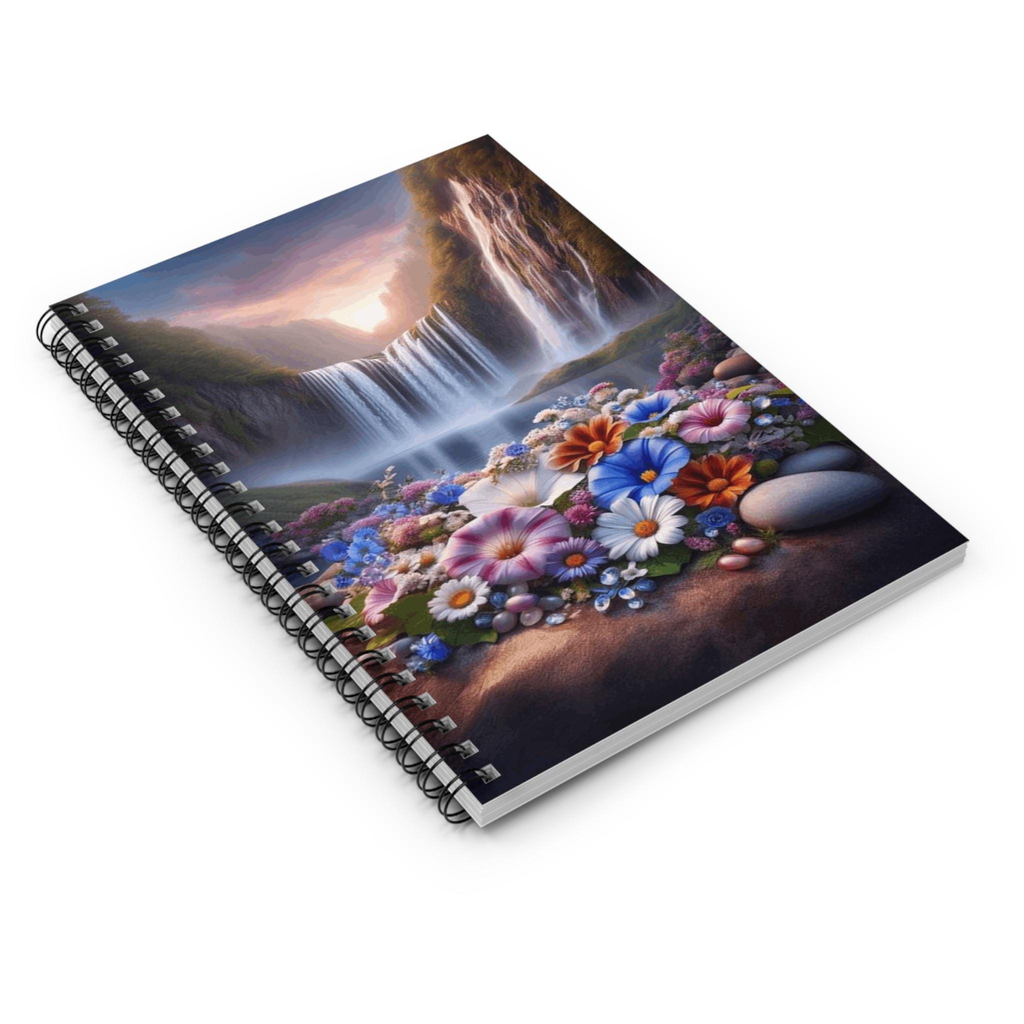 Spiral Notebook Gemstones and Morning Glory and Aster6 Flowers Ruled ...
