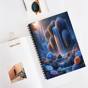 Spiral Notebook Gemstones and Morning Glory and Aster3 Flowers Ruled ...