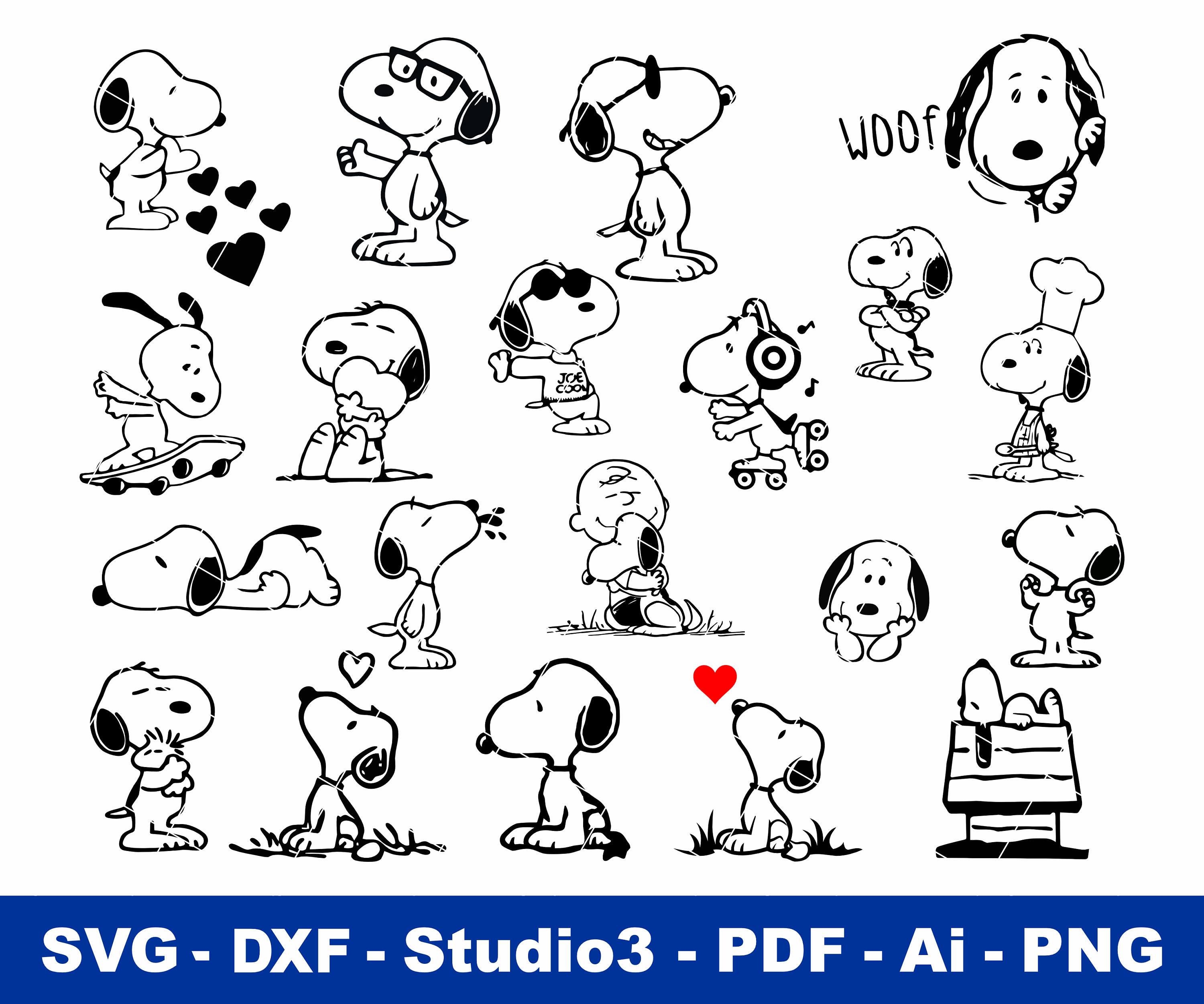 Snoopy Svg, Snoopy Cut file, Snoopy Clipart, Charlie Brown Svg, Peanuts ...