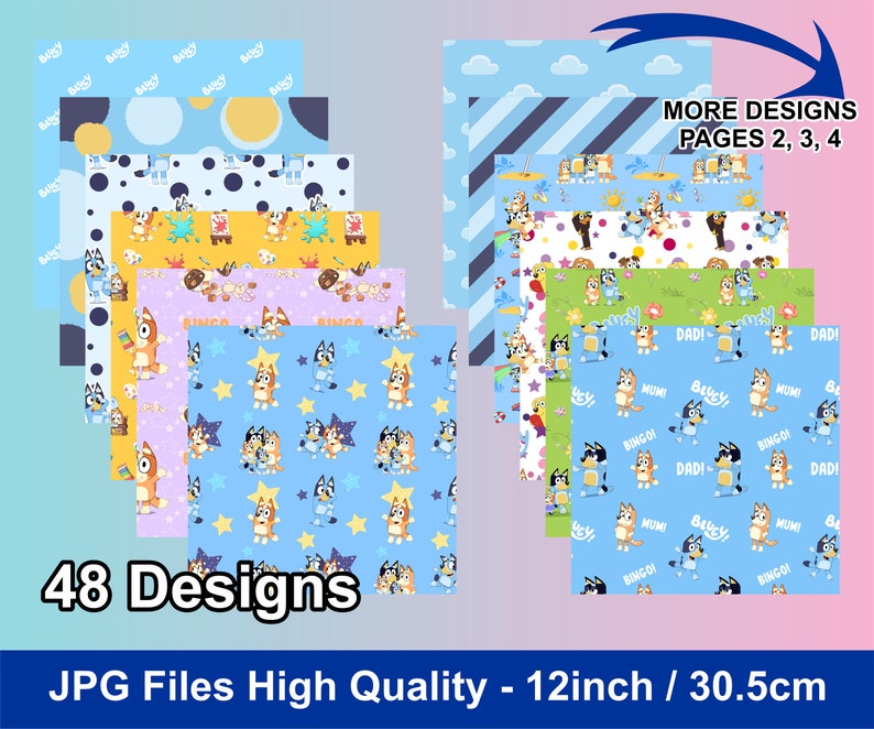 Bluey Papers Digital, Bluey and Bingo Digital Paper. Digital File JPG ...