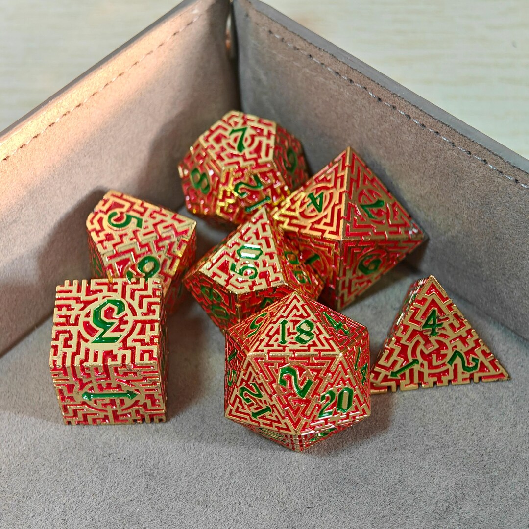 Orange DND Metal Dice Set, Handmade D&D Dice Set, Polyhedral Dice Set ...