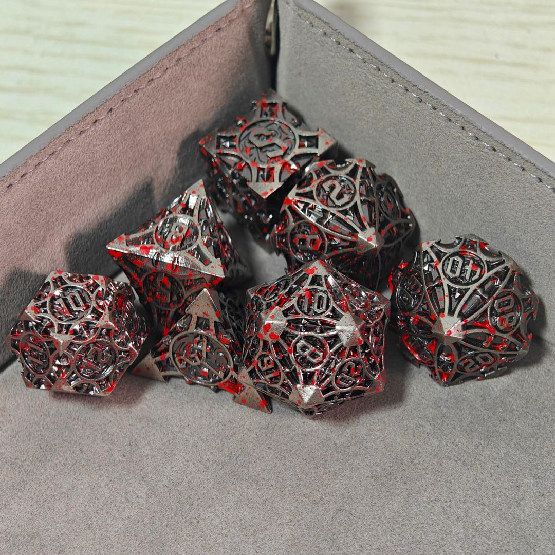 Bloodstained Metal Dice Set, Metal Dice Set for Role Playing Games ...